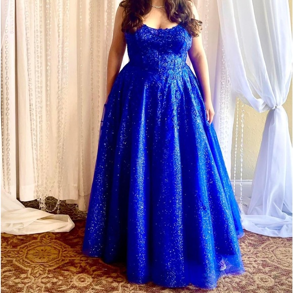 Dresses | Royal Blue Prom Dress Size 16 Dripping With Sparkles And ...